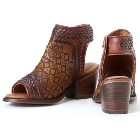 Corral | Shoes | Corral Laser Braided Shooties Brown Leather Stacked ...